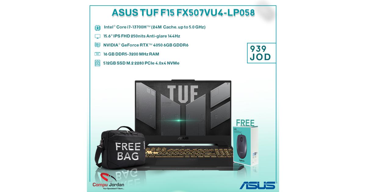 ASUS TUF F15 FX507VU4-LP058 Intel 13Gen Core i7-13700H Nvidia RTX 4050 6GB & IPS 144Hz Display ...